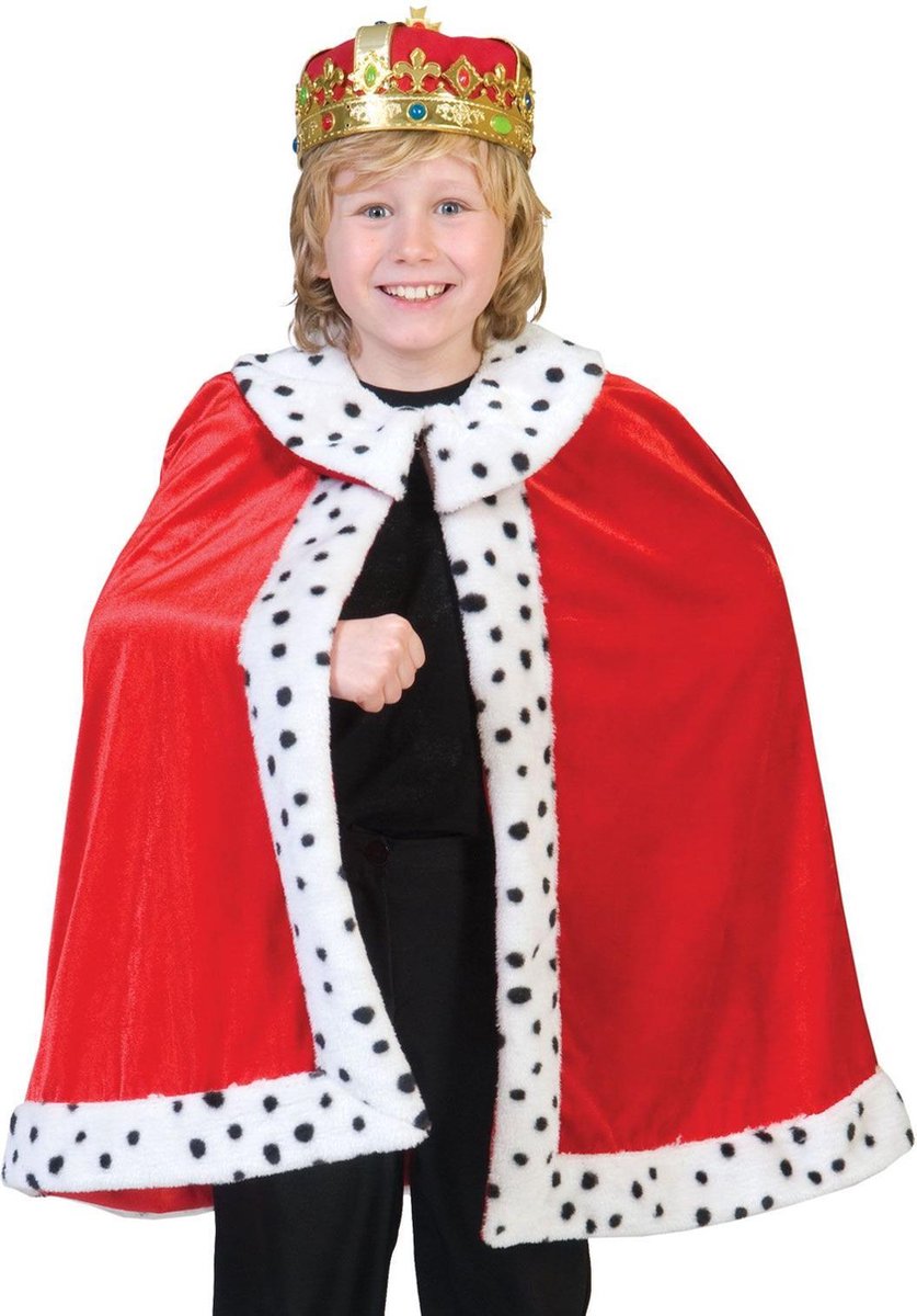 Verkleedpak cape rood Koningsmantel jongen King Arthur 116 ...
