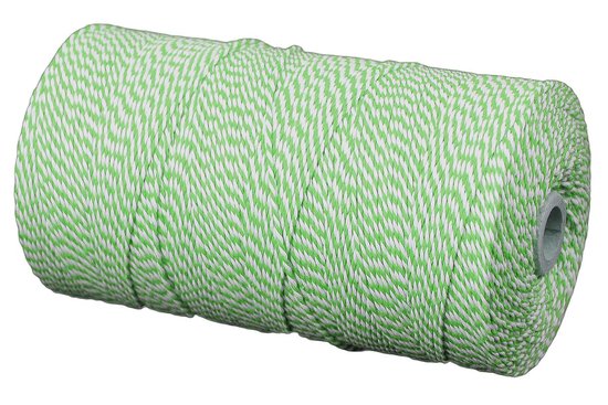 Katoenkoord - Groen/Wit - Touw - spoel 500gr - dikte 1,2mm - lengte 650 ...