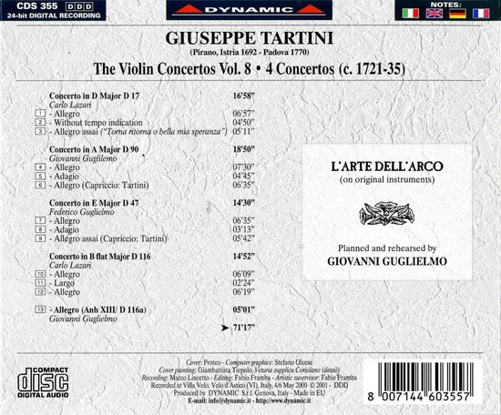 L'Arte Dell'Arco, Giovanni Guglielmo - Violin Conc Vol 8 (CD), L'Arte ...