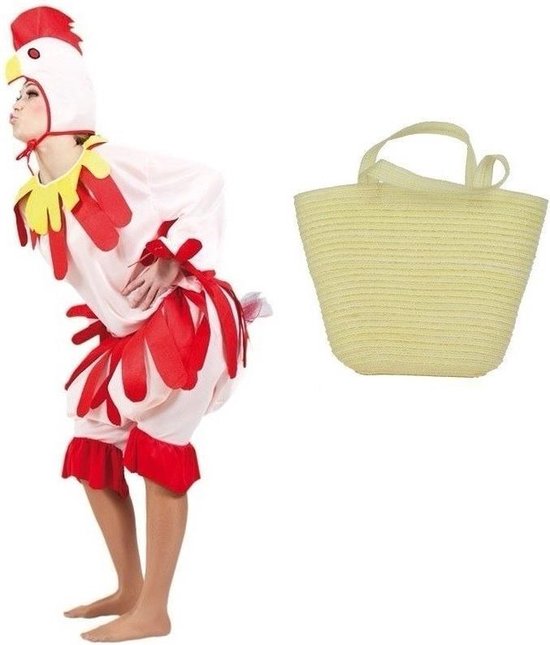 Paaskip verkleedpak met mandje voor volwassenen - Kip/haan kostuum ...