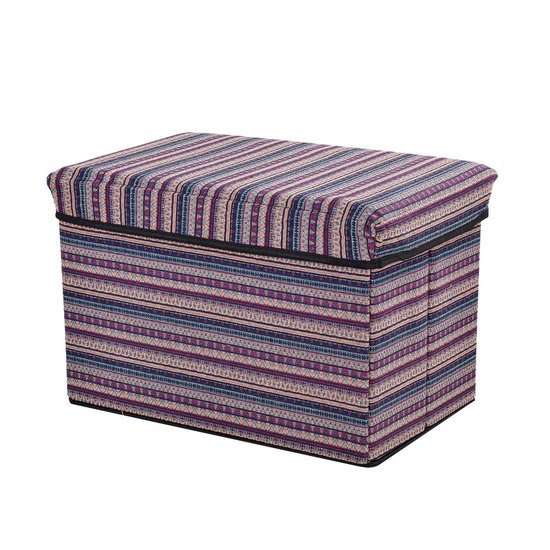Opberg poef hocker opvouwbaar stof 48x32x32 cm gestreept 2 | bol.com