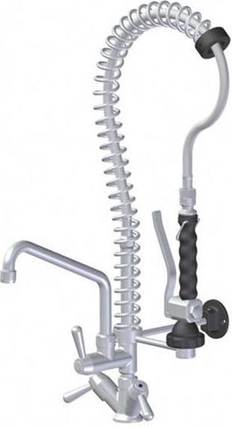 Mini pre-rinse hoogte 750 mm inclusief kwartslag tussenkraan 200 mm ...