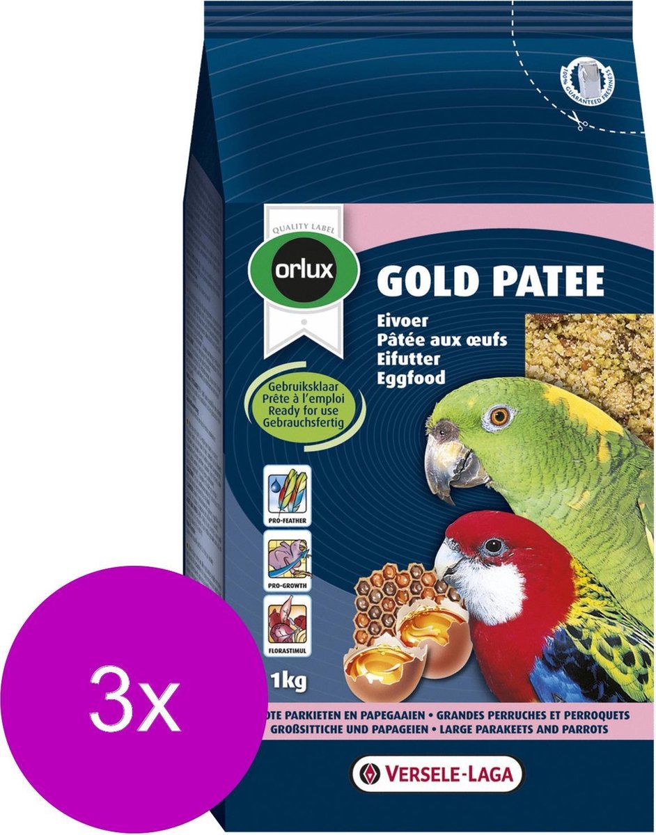 Versele-Laga Orlux Gold Patee Parrot - Nourriture pour oiseaux - 3 x 1 kg | bol.com