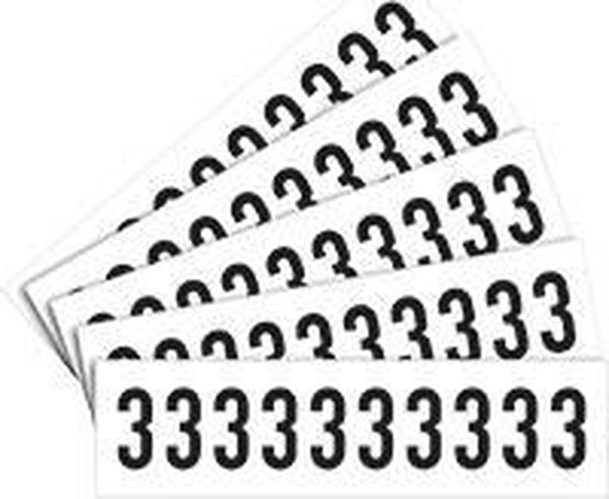 Cijfer stickers wit/zwart teksthoogte: 30 mm cijfer 1 | bol.com