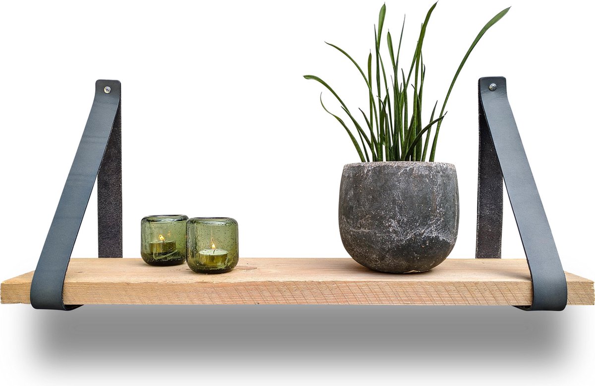 Leren plankdragers - Grijs - 4 stuks - Echt leer - Grijze ...