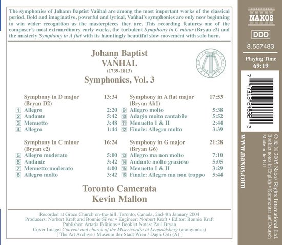 Vanhalsymphonies Vol 3, Toronto Camerata | CD (album) | Muziek | bol.com