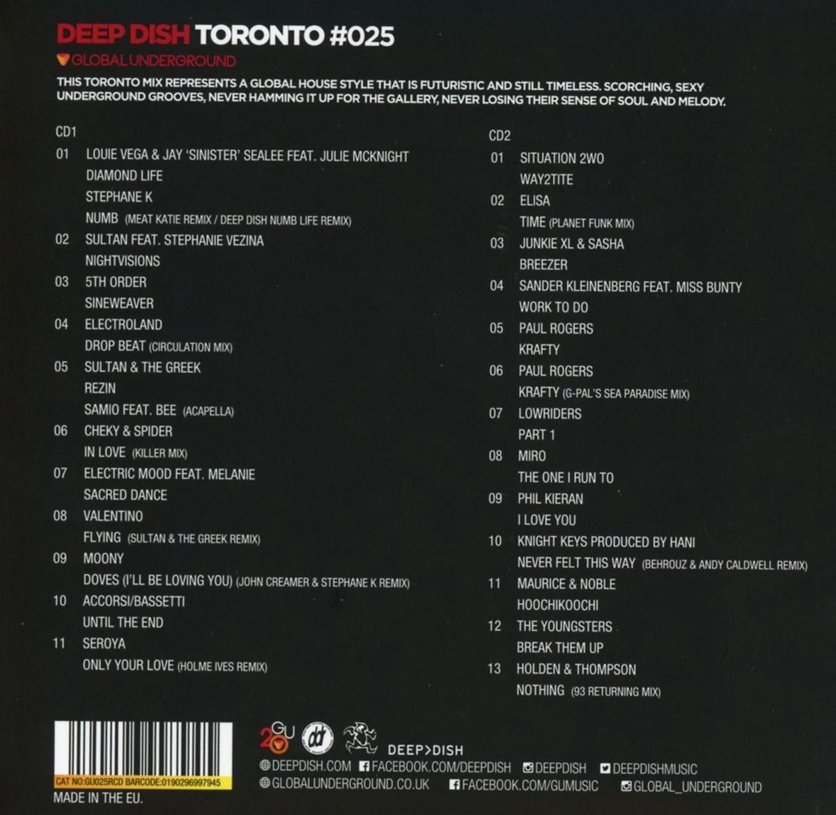 Deep Dish - Global Underground 25 - Toronto, Deep Dish | CD (album ...