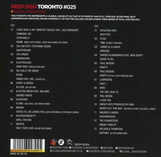 Deep Dish - Global Underground 25 - Toronto, Deep Dish | CD (album) | Muziek | bol.com