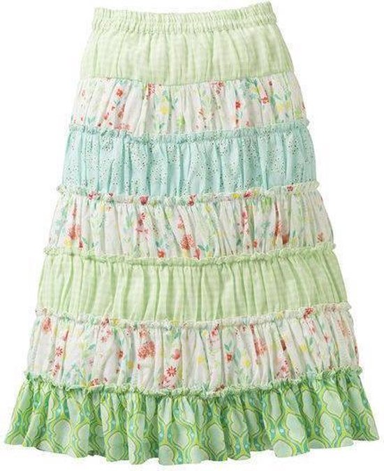 Room Seven Maxi-rok - groen/wit/turquoise - Maat 104 | bol