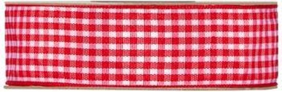 Geruit lint Rood-Wit - 15mm - 20 meter | bol.com