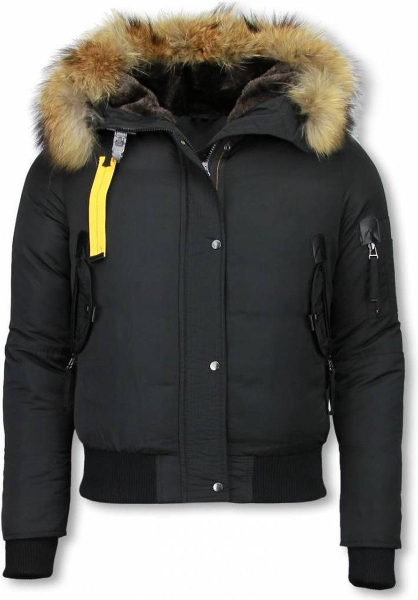 Macleria Winterjassen - Dames Winterjas Kort - Bontkraag - Zwart - L ...