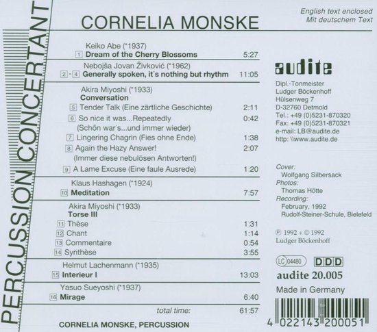 Cornelia Monske - Percussion Concertant (CD), Cornelia Monske | Muziek ...