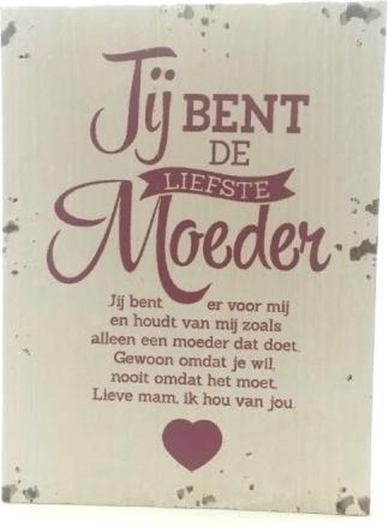 Houten tekstbordje "Liefste Moeder" | bol