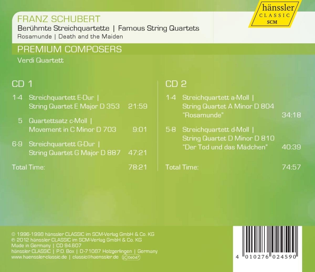 Verdi Quartett - Famous String Quartets (2 CD), Verdi Quartett | Muziek ...