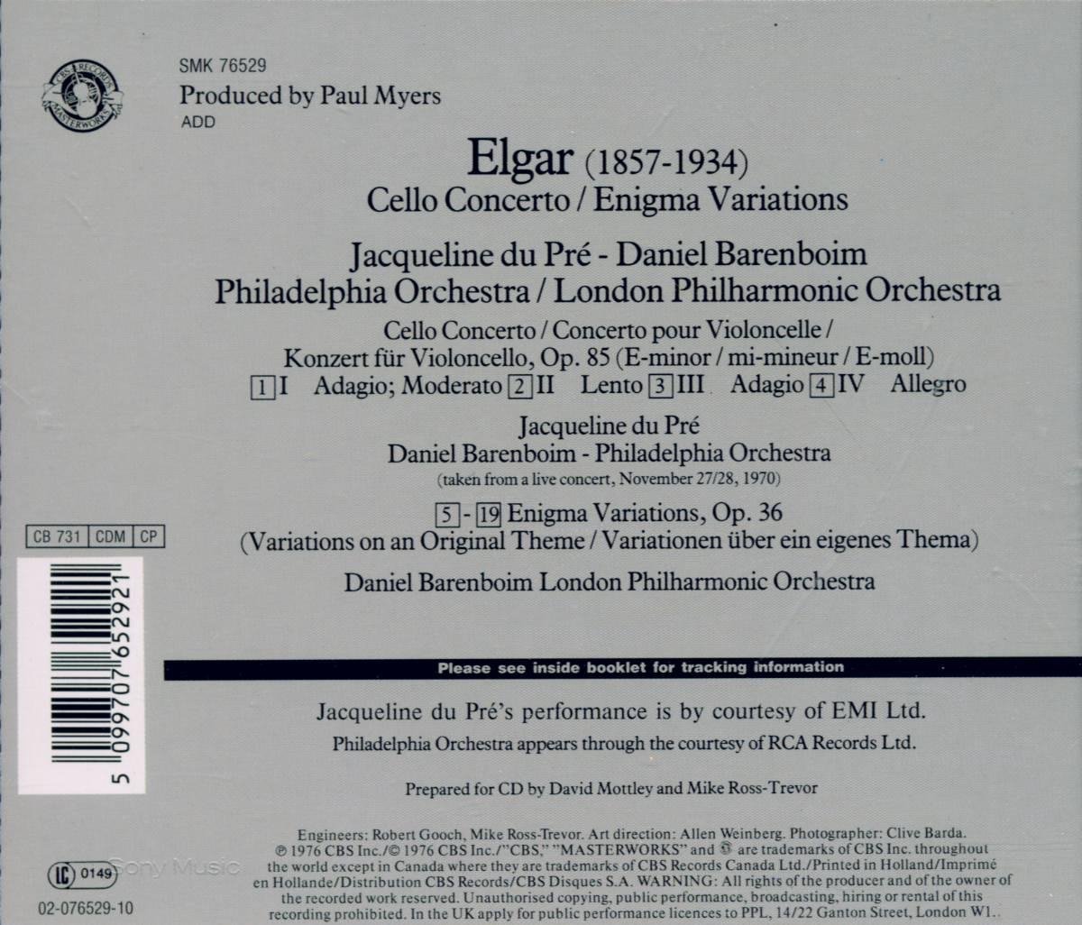 Elgar: Cello Concerto, Enigma Variations / Du Pre, Sir Edward Elgar | CD (album) | Muziek | bol