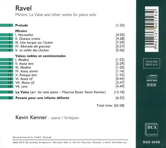 Ravel: Miroirs, Pavane Pour Une Inf, Kevin Kenner | CD (album) | Muziek ...