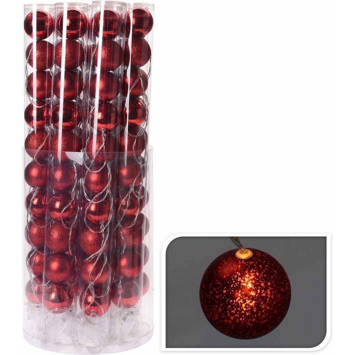 Kerstversiering rode kerstballen slinger met LED verlichting | bol.com