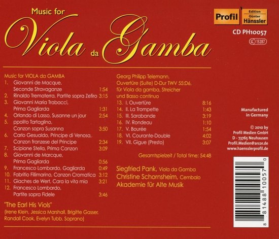 Various Artists - Music For Viola Da Gamba (CD), various artists ...