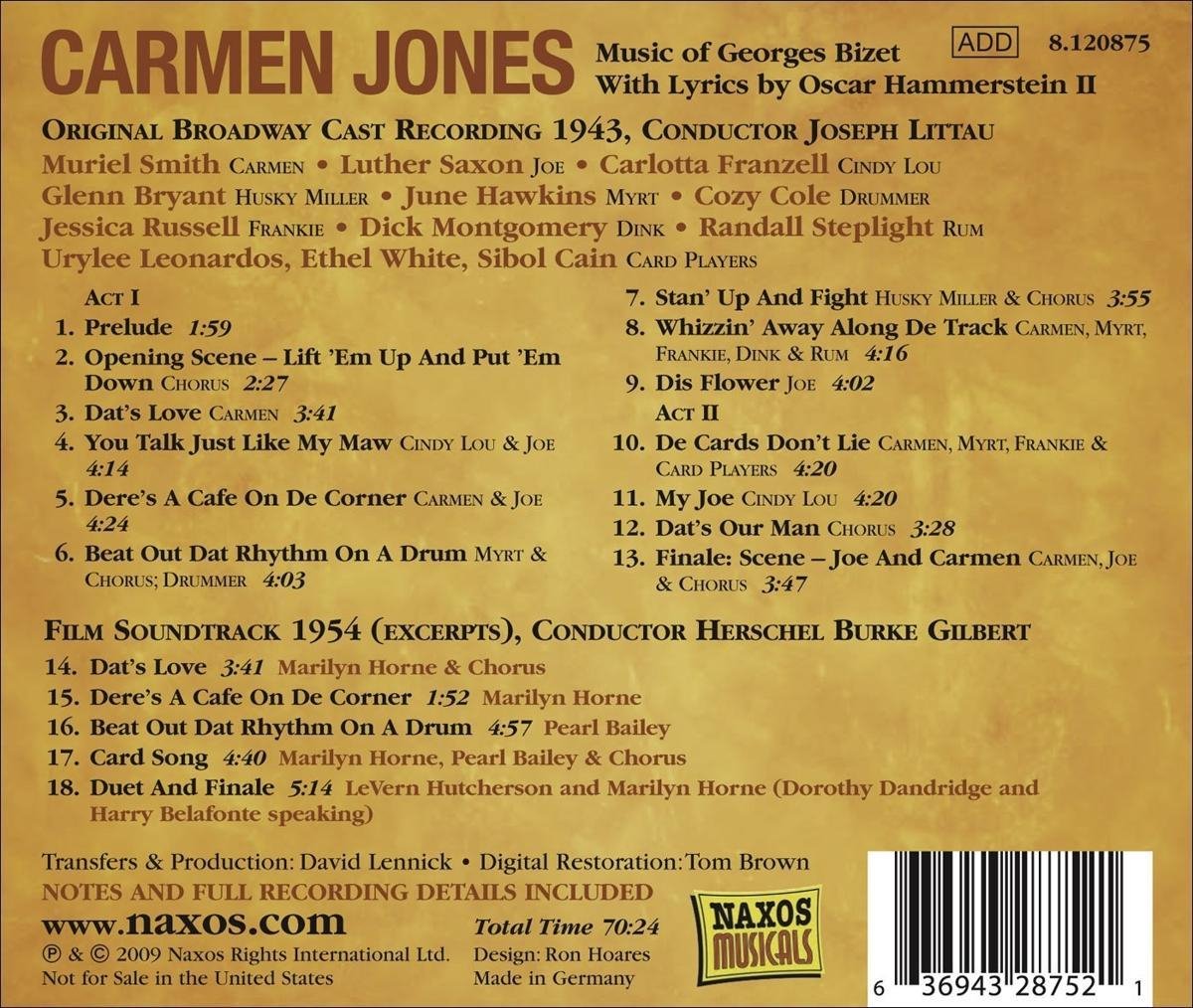 Original Broadway Cast 1943 - Carmen Jones (CD), Original Broadway Cast 1943 | Muziek | bol