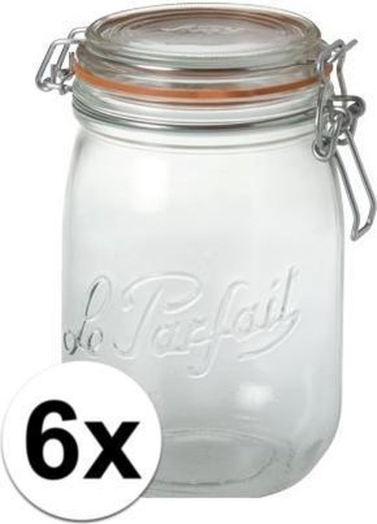 6x stuks Weckpotten/inmaakpotten met klepdeksel 1 liter | bol.com