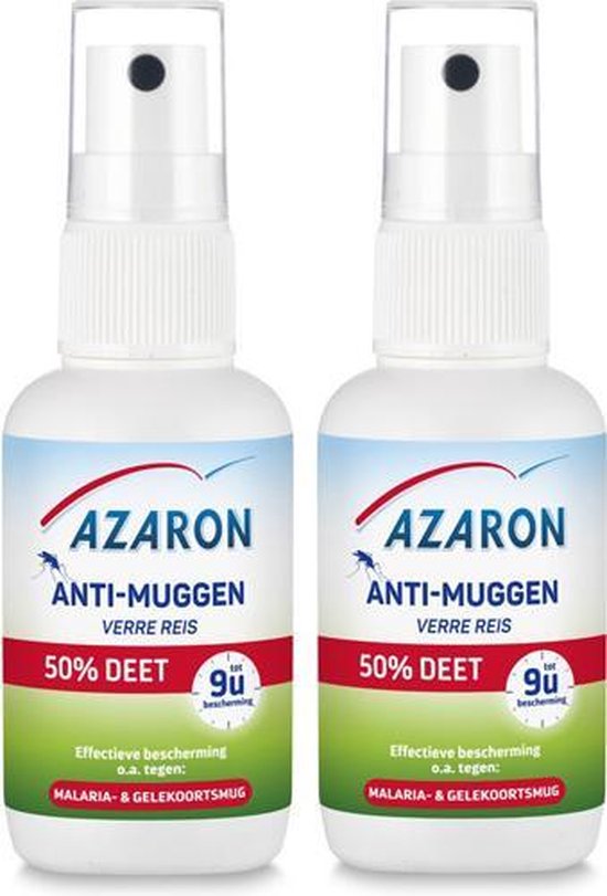 Azaron Muggenspray - Anti Muggen 50% DEET - Muggenspray- Duo Pack | bol.com