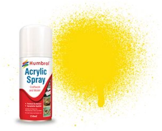 Humbrol Hobbyverf Acrylverf - #69 Yellow - Gloss - Acryl spray Verf ...