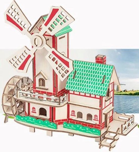 Houten 3D puzzel - Lucky Windmill - molen - 84 onderdelen | bol.com