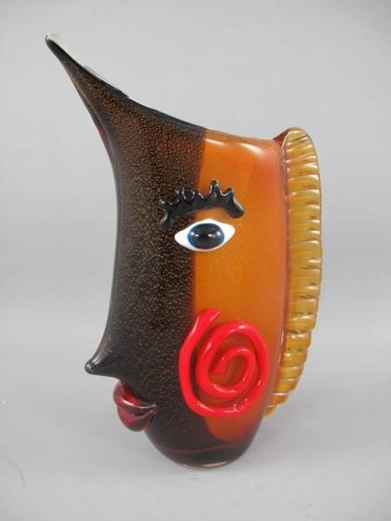 Vaas - Murano stijl vaas Gezicht - Kleurrijk glas - 33 cm hoog | bol.com