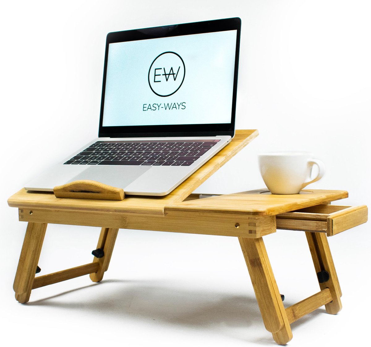 Verstelbare Bamboe Laptoptafel met Lade | bol