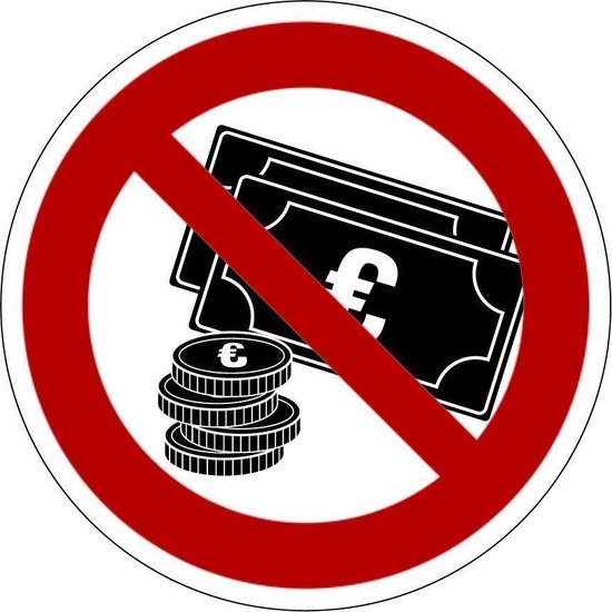 Niet met contant geld betalen bord - kunststof 150 mm | bol