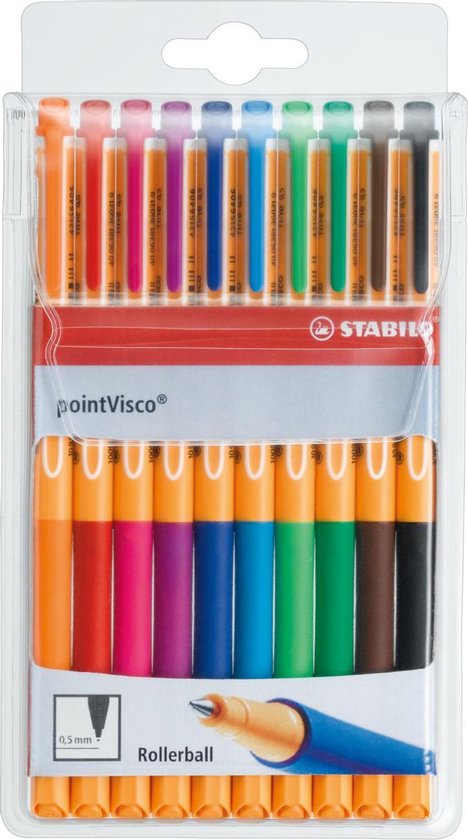 STABILO pointVisco - Rollerball - Medium 0,5 mm - Etui Met 10 Kleuren ...