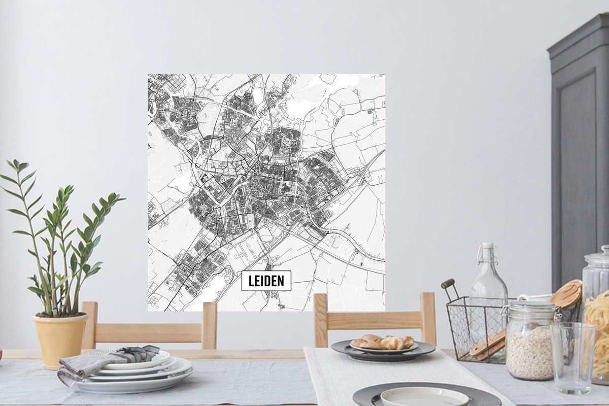 Muurstickers - Stadskaart Leiden - 100x100 cm - Plakfolie XXL ...