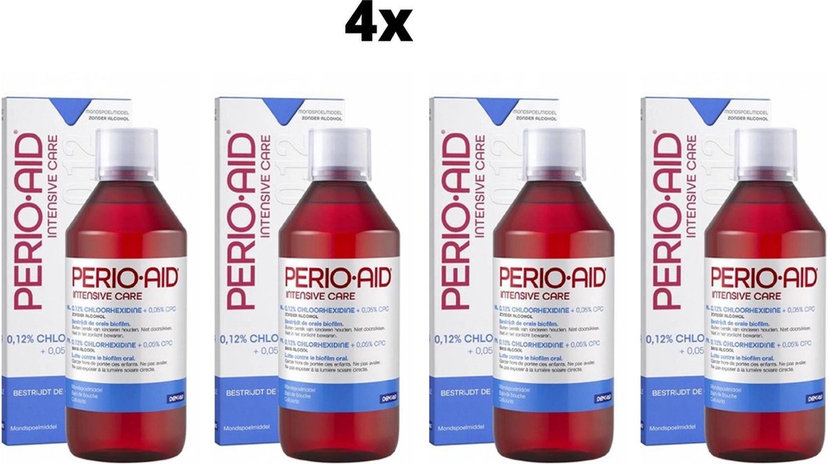 4x PerioAid Mondspoelmiddel 0,12% Intensive Care 500 ml | bol.com
