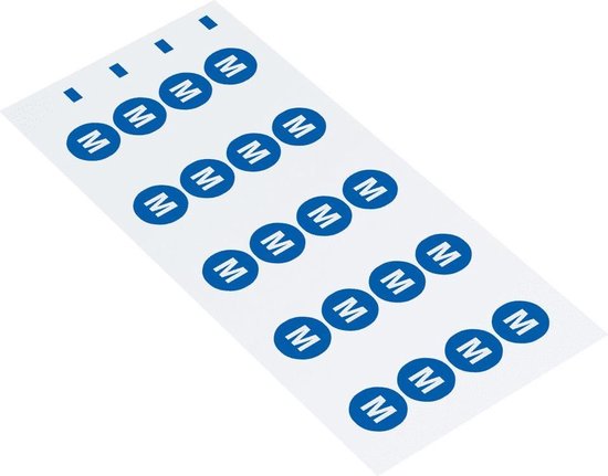 Middengeleider sticker, vel, blauw wit 16 mm - 20 per vel | bol