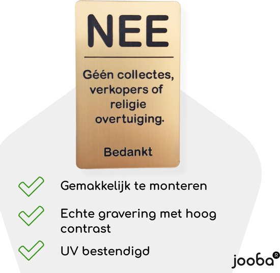 NEE Geen collectes verkopers sticker - Nee sticker - Goud - Vriendelijk ...