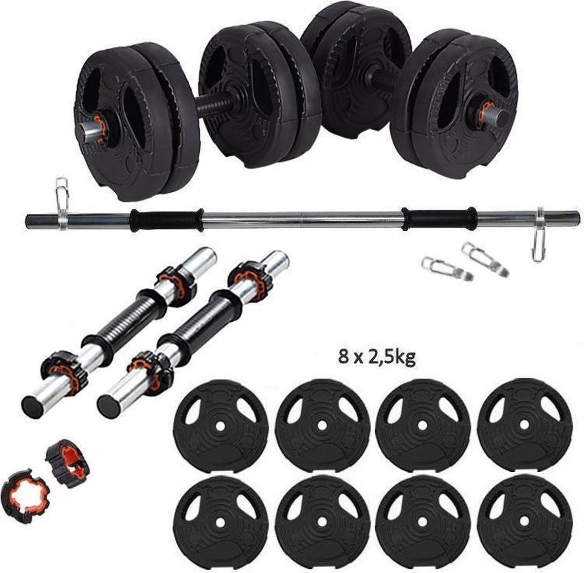 ECGSPOR Halterset / Dumbbell Set / Gewichten Set - 20 kg - Zwart | bol.com
