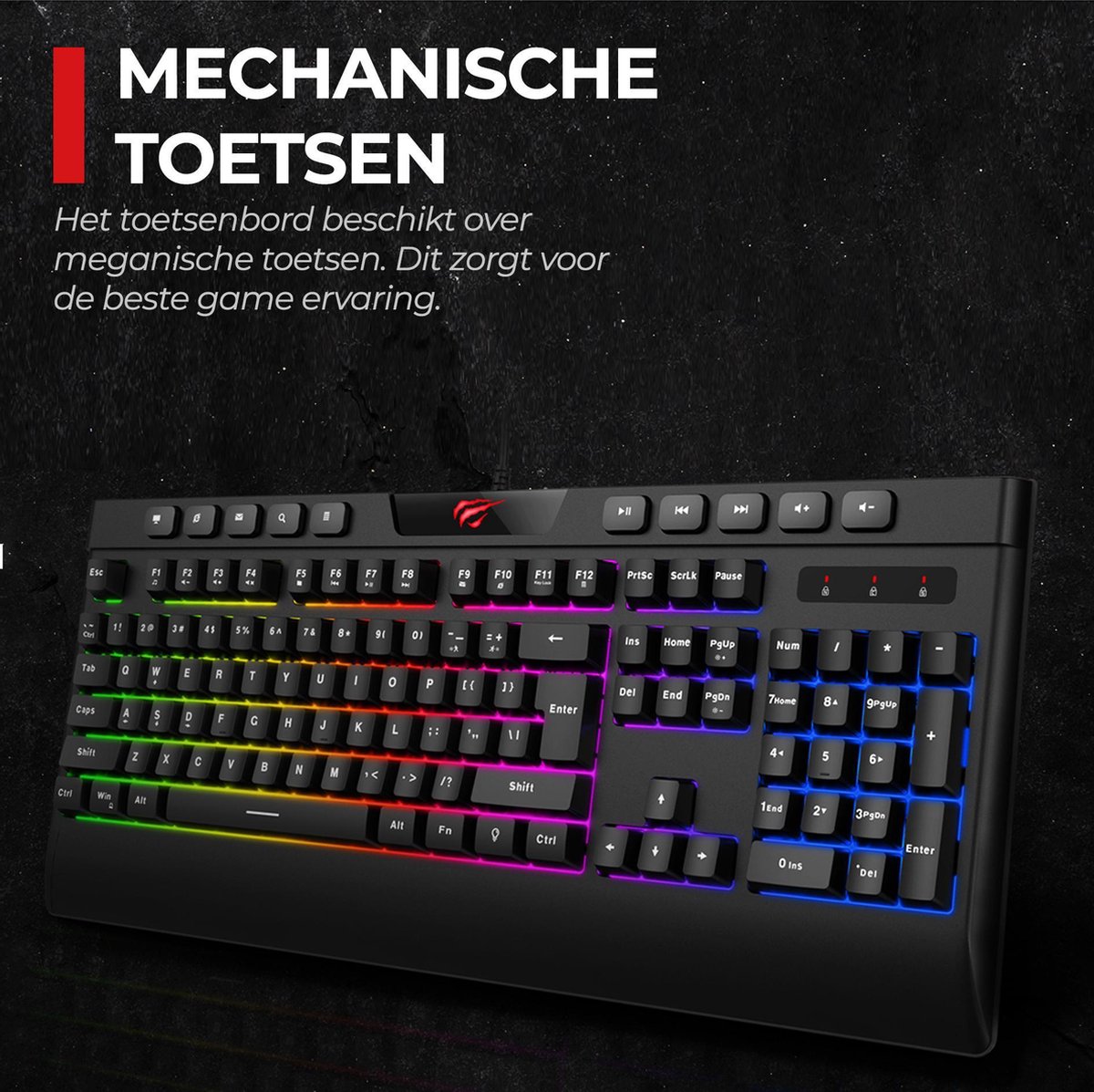 Gamenote Gaming Toetsenbord - Membraam - RGB Verlichting - QWERTY - 10 ...