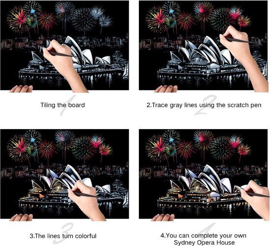 Scratch Art Sydney opera house - 410 x 287 mm - Kras tekeningen ...