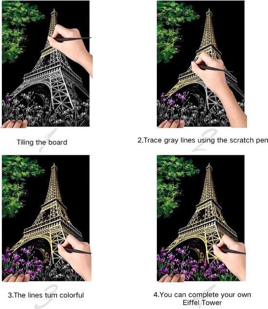 Scratch Art Paris - 410 x 287 mm - Kras tekeningen - Scratch painting | bol