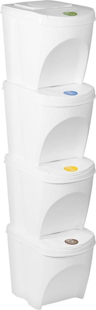 bol.com | Prosperplast Set Afvalbak Sorteerbakken 4x25L - Wit