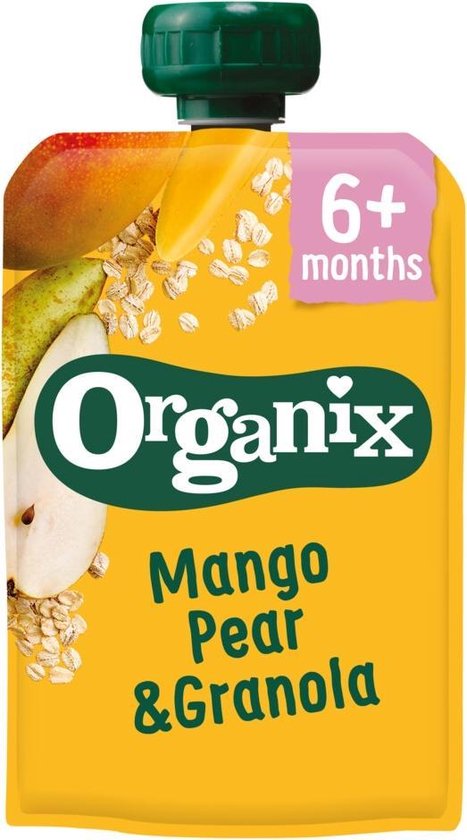 Organix - Knijpfruit - Mango, Peer, Granola - 6+ maanden - 100 gram ...