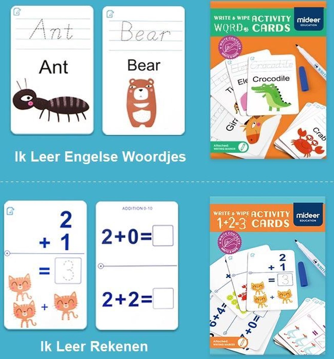 MiDeer Ik Leer Schrijven Woorden & Rekenen (2 separate sets) - Engelse ...