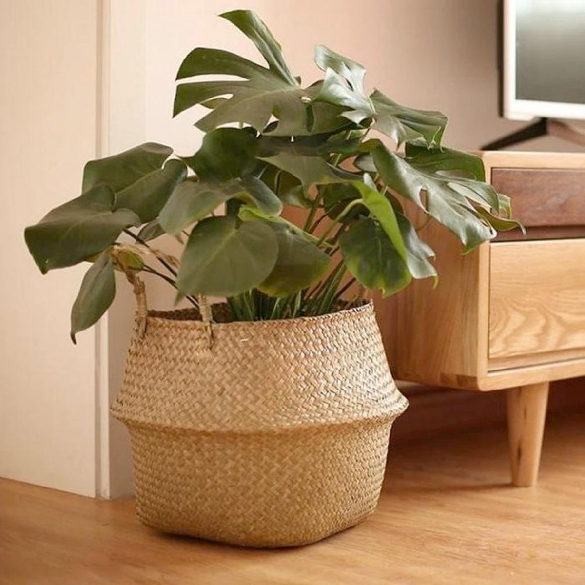 Plantenmand 25x25cm Naturel | Multifunctionele mand | Handgemaakt ...