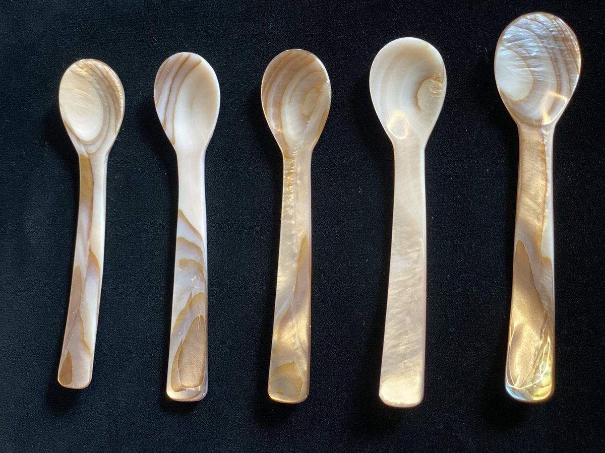 5x Kaviaar lepel - Parelmoer lepel - Dessert lepel - Amuse lepel - 12cm ...