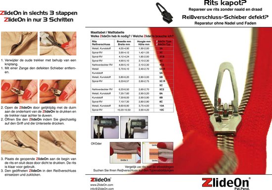 Fix-A-Zipper voor Spiraal rits in Messing | bol