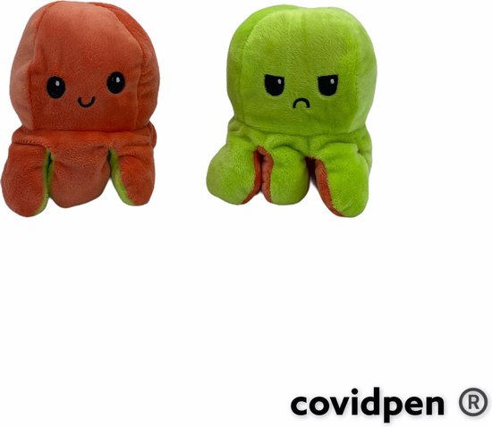 Octopus - Mood - Knuffel - Groen - Oranje - Blij - Boos | bol.com