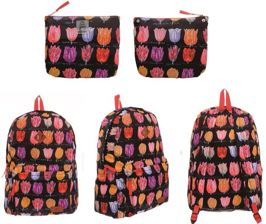 Robin Ruth Foldable backpack Universeel Foldable backpack zwart tulpen ...