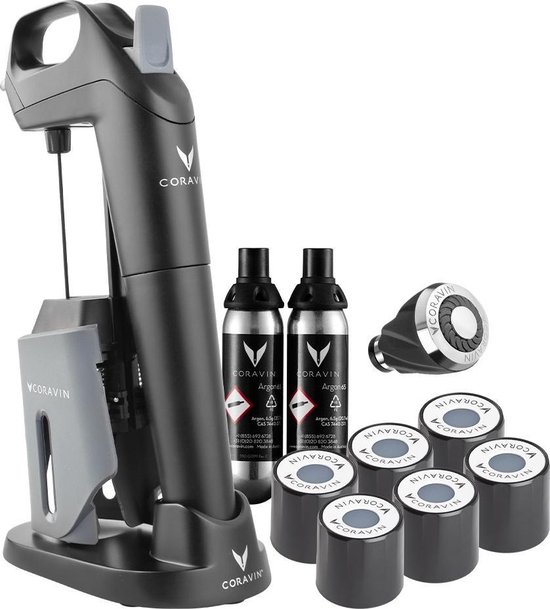Coravin Wijnsysteem Timeless Three Deluxe - Met 2 argon capsules en 6 schroefdoppen | bol