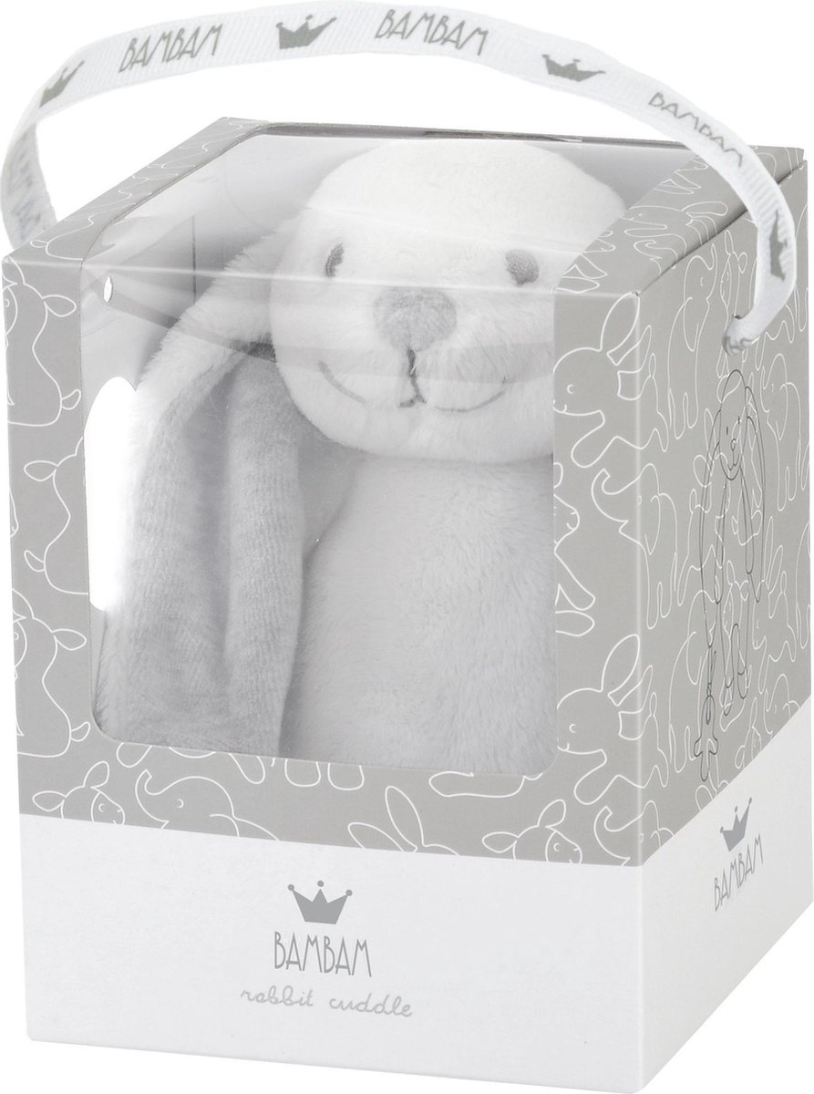 BamBam Knuffel Konijn - Wit/Grijs - Baby knuffel | bol.com