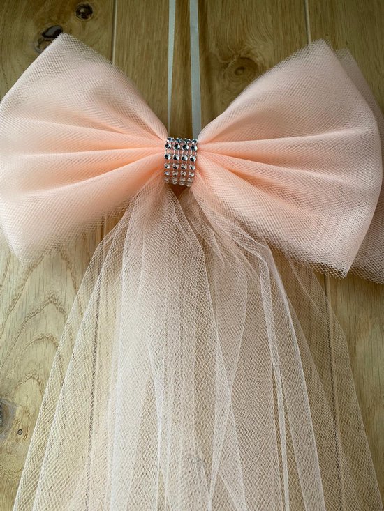 Perzik Kleur Strikken met Diamanten Lint 2 stuks/ Bruiloft Decoratie ...